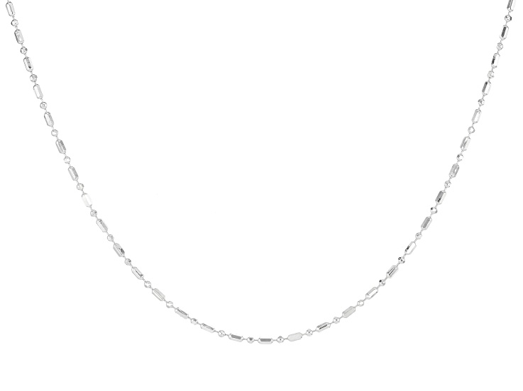 Sterling Silver Elongated Bead Station 18" Chain - DOM873B | JTV