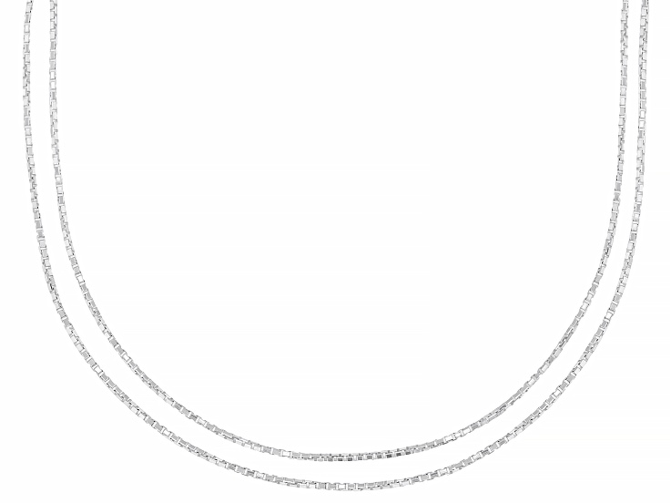 Sterling Silver 0.85mm Greek Box 16" and 18" Chain Set of 2 - DOM877 | JTV