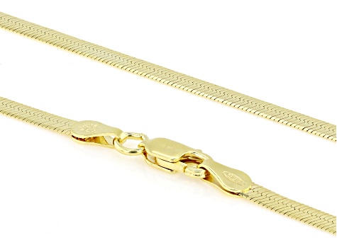 18k Yellow Gold Over Sterling Silver 3.3mm Herringbone Necklace - DOM890B | JTV
