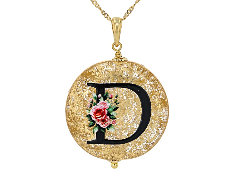 Murano Glass Initial "D" Pendant with 18" Chain - MGF046D | JTV