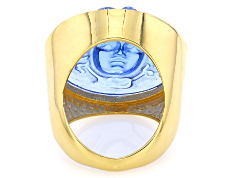 Tagliamonte 18k Yellow Gold Over Sterling Silver Blue Venetian Glass ...