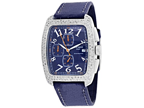 Locman Diamond Classic 37mm Navy Pebbled Leather Strap Blue Dial ...