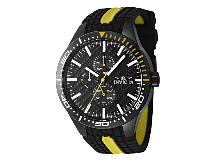 Invicta Invicta Racing 46mm Black with Yellow Stripe Silicone Quartz ...