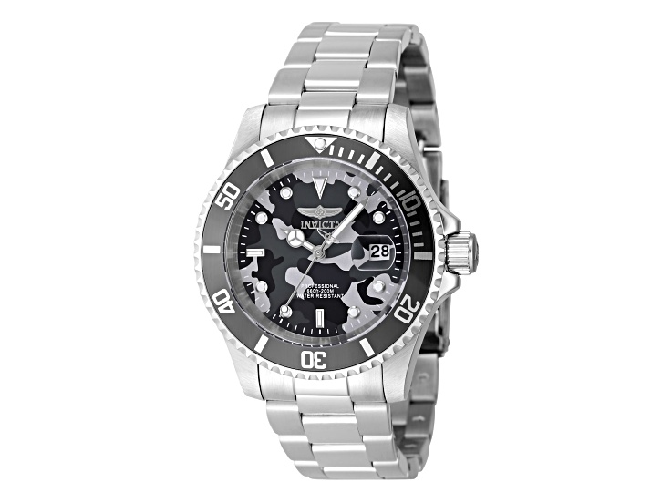 Invicta Pro Diver 40mm Camouflage, Grey Dial Stainless Steel Band ...
