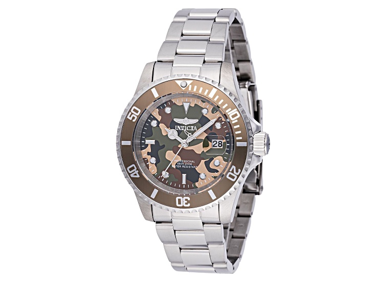 Invicta Pro Diver 40mm Camouflage, Beige, Green Dial Stainless Steel ...