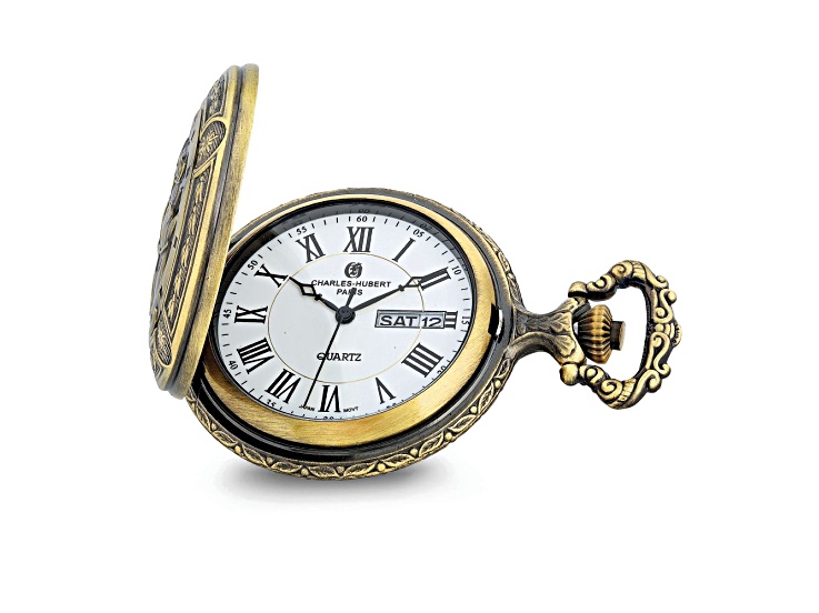 Charles Hubert Two-tone Antique Finish Train Pocket Watch - 11TT8A | JTV