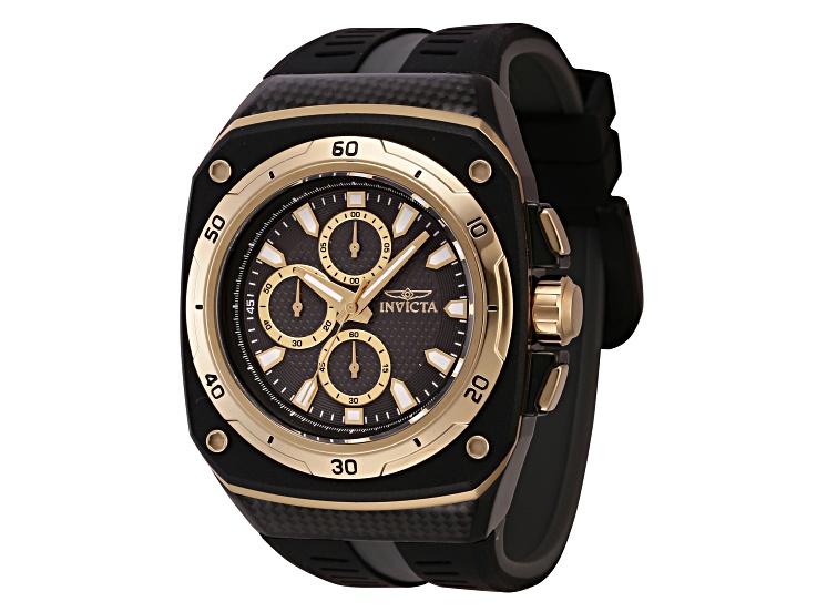 Invicta Speedway 46mm Gold Tone Bezel Black and Gunmetal Silicone ...