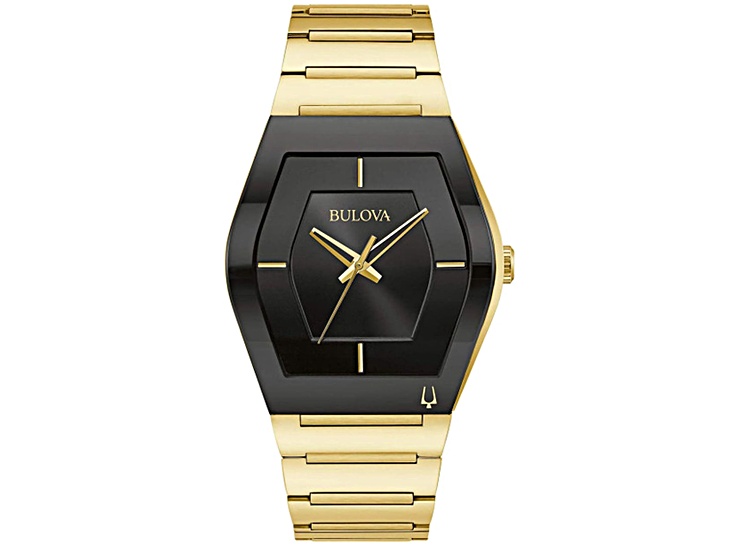 Bulova Women's Gemini Black Dial, Yellow Stainless Steel Watch - 12VSRB ...
