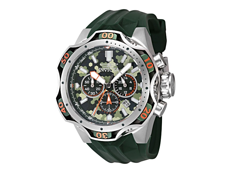 Invicta Venom Combat 52.5mm Green Camo Dial Green Silicone Strap Quartz ...