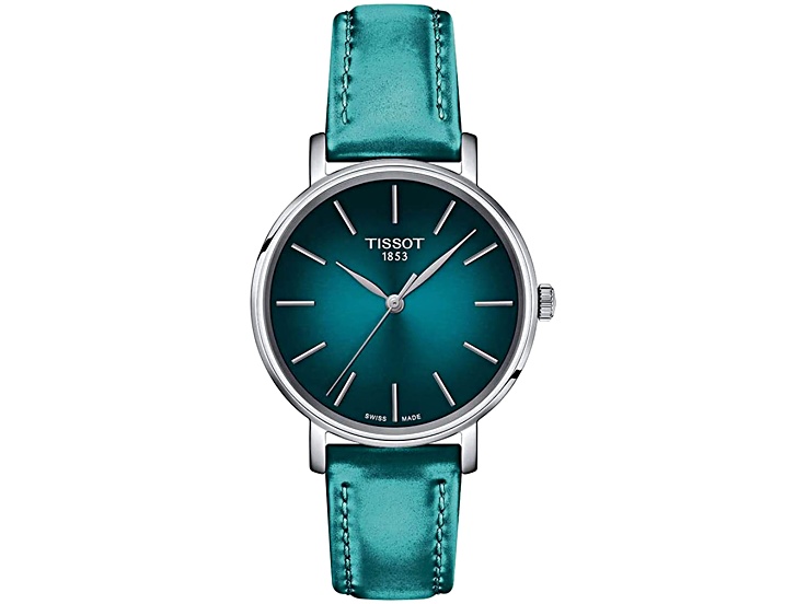 Tissot Everytime 34mm Teal Leather Strap Teal Dial Quartz Watch ...