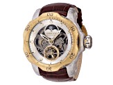 Invicta Reserve Venom 53.7mm Yellow Bezel Brown Leather Strap Automatic ...