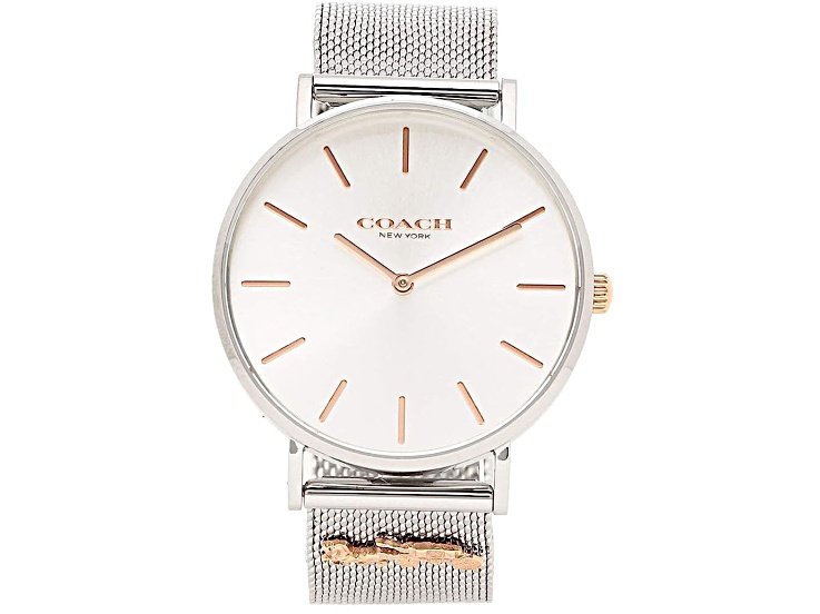 Coach Women's Perry White Dial, Stainless Steel Mesh Band Watch ...