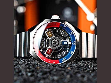 Nubeo Skylab Red Dial White Bezel White Stainless Steel Band Automatic ...