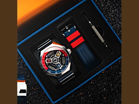 Nubeo Skylab Red Dial White Bezel White Stainless Steel Band Automatic ...