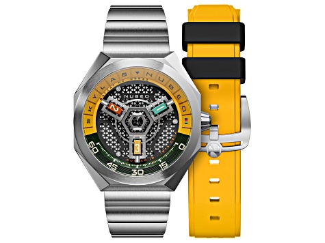 Nubeo Skylab Black Dial White Bezel White Stainless Steel Band ...