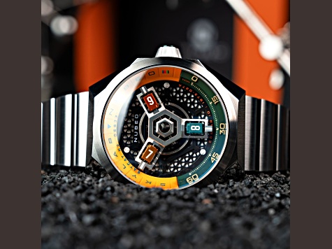 Nubeo Skylab Black Dial White Bezel White Stainless Steel Band ...