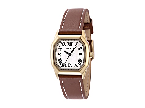 Invicta Wildflower 27mm Yellow Bezel Brown Leather Strap Quartz Watch ...