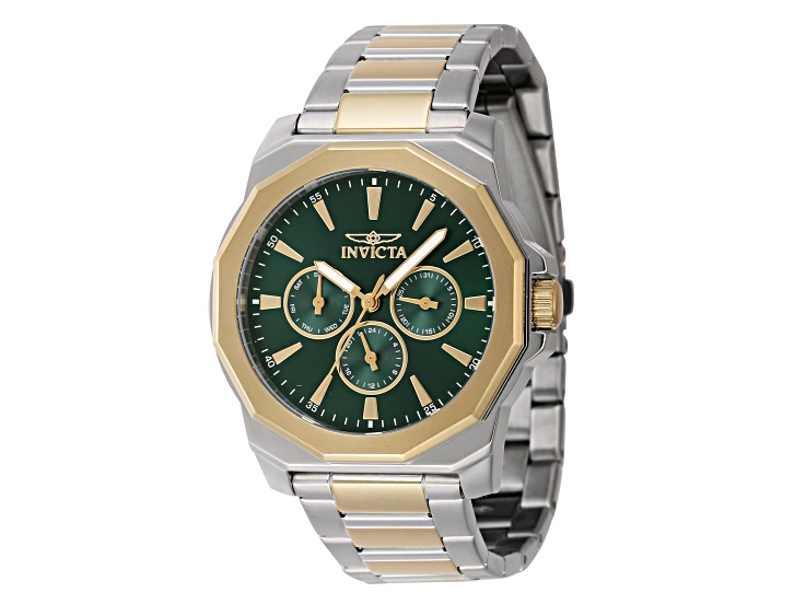 Invicta Speedway 42mm Green Dial Yellow Bezel Two-tone Stainless Steel ...