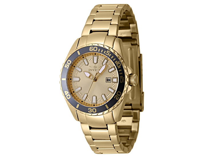 Invicta Pro Diver 34mm Yellow Stainless Steel Bracelet Quartz Watch ...
