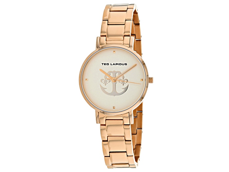 Ted Lapidus Women's Classic Anchor and Fleur-de-lis Design Dial, Rose ...
