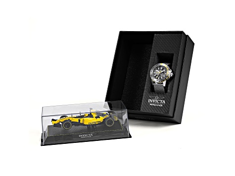 Invicta Racing 48mm Gunmetal Dial Yellow Accented Bezel Stainless Steel ...