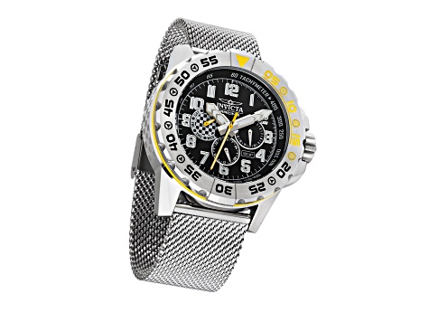 Invicta Racing 48mm Gunmetal Dial Yellow Accented Bezel Stainless Steel ...