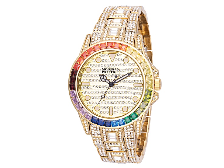 Montres Prestige by Invicta 42mm Yellow Dial Rainbow Crystal Bezel ...