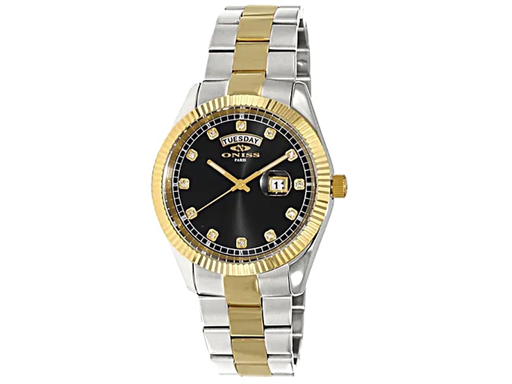 Oniss Men's Admiral Black Dial, Stainless Steel Bracelet Watch - 1B62XA ...