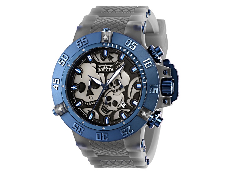Invicta Subaqua 50mm White, Blue, Black Dial Silicone, Stainless Steel ...