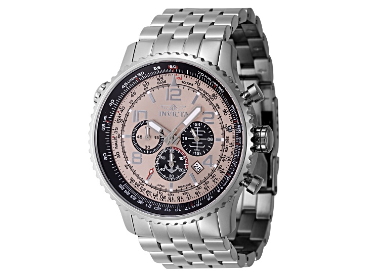 Invicta OCEAN VOYAGE 49.5mm Rose Dial Stainless Steel Quartz Watch ...