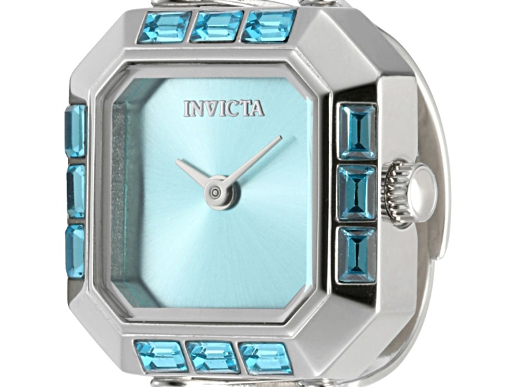 Invicta Mini 21.5mm Blue Dial Stainless Steel Band Quartz Ring Watch ...