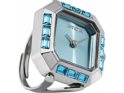 Invicta Mini 21.5mm Blue Dial Stainless Steel Band Quartz Ring Watch ...