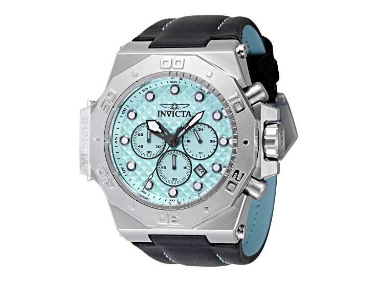 Invicta Akula 58mm Turquoise Color Dial Black Leather Strap Quartz ...