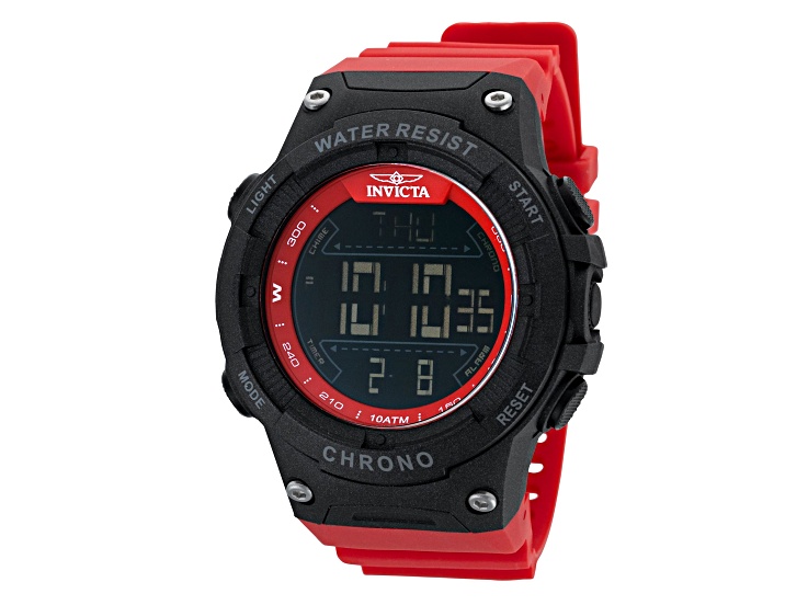 Invicta Invicta Racing 52mm Black Dial Red Polyurethane Digital Watch ...
