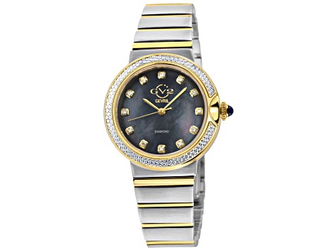 GV2 Sorrento Diamond Black MOP Dial Two-tone Stainless Steel Bracelet ...