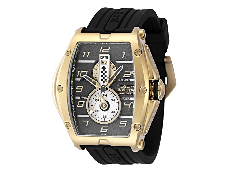 Invicta Invicta Racing 57mm Black Dial Yellow Bezel Black Silicone ...