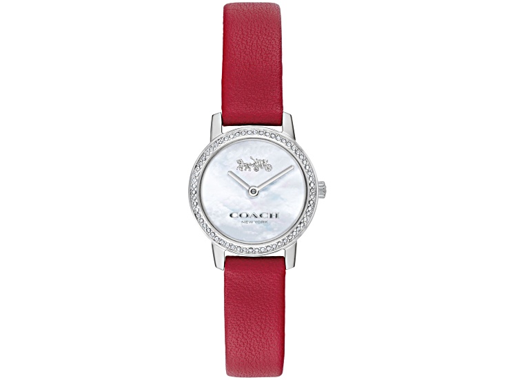 Coach Women's Audrey Green Dial, Red Leather Strap Watch - 1D492B | JTV