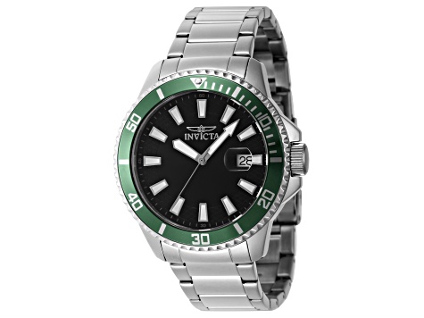 Invicta Pro Diver 45mm Black Dial Green Bezel Stainless Steel Quartz ...