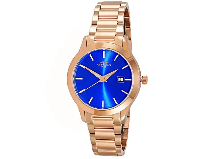 Oniss Women's Royal Blue Dial, Rose Stainless Steel Bracelet Watch ...