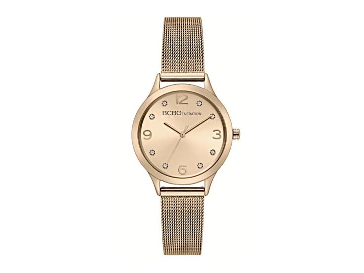 Women's BCBGeneration Rose Gold Crystallized Dial Mesh Watch - 1D8Y0B | JTV