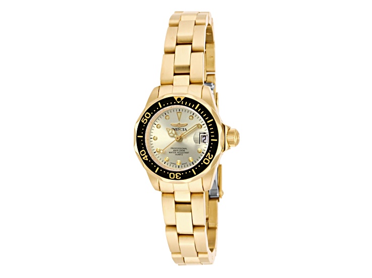 Invicta Pro Diver 24.5mm Black Bezel Champagne Dial Yellow Stainless ...