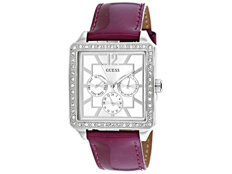 Guess Classic 48mm Red Leather Strap Multi-function Quartz Watch ...