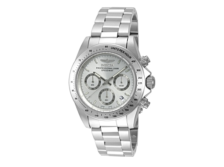 Invicta Speedway 39.5mm Silver Dial Stainless Steel Band Quartz Watch ...