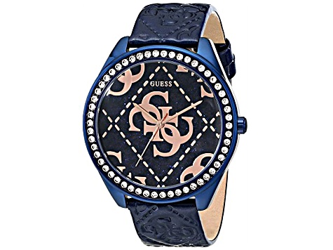 Guess Iconic Blue 45mm Blue Leather Strap Blue Dial Quartz Watch ...