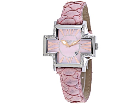 Locman Diamond Plus 36mm Pink Leather Strap Pink Mother Of Pearl Dial ...