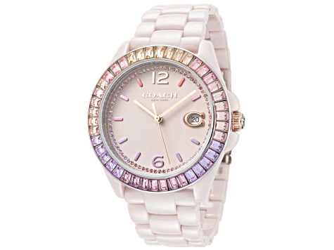 Coach Grayson 38mm Pink Ceramic Bracelet Pink Dial Quartz Watch ...