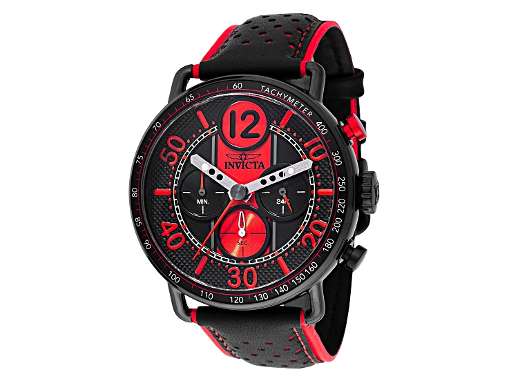 Invicta Invicta Racing 44mm Red and Black Dial Leather Strap Quartz ...
