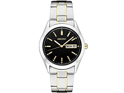 Seiko Essentials 37mm Two-tone Stainless Steel Bracelet Black Dial ...
