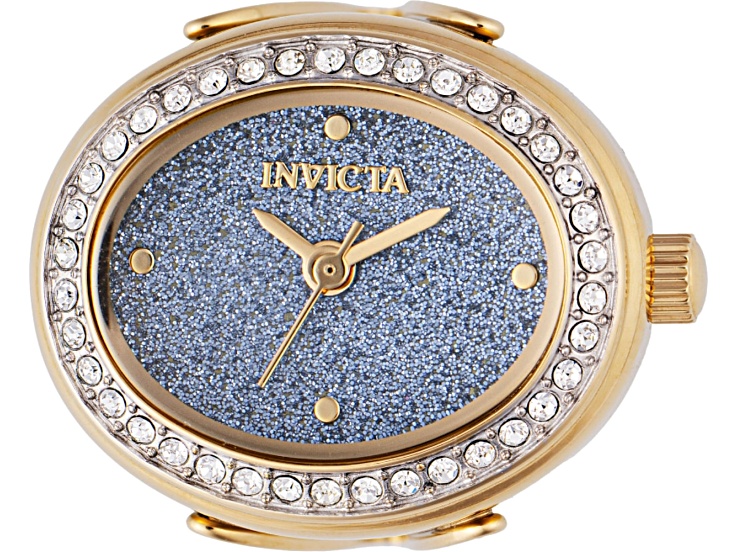 Invicta Mini 24mm Blue Dial Yellow Stainless Steel Band Quartz Ring ...