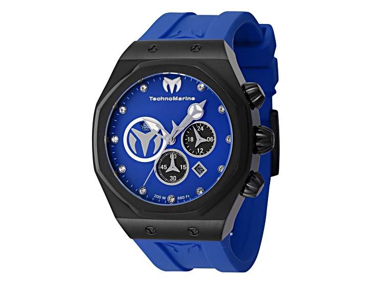 Technomarine Reef 45mm Blue Dial Black Accents Blue Silicone Strap ...